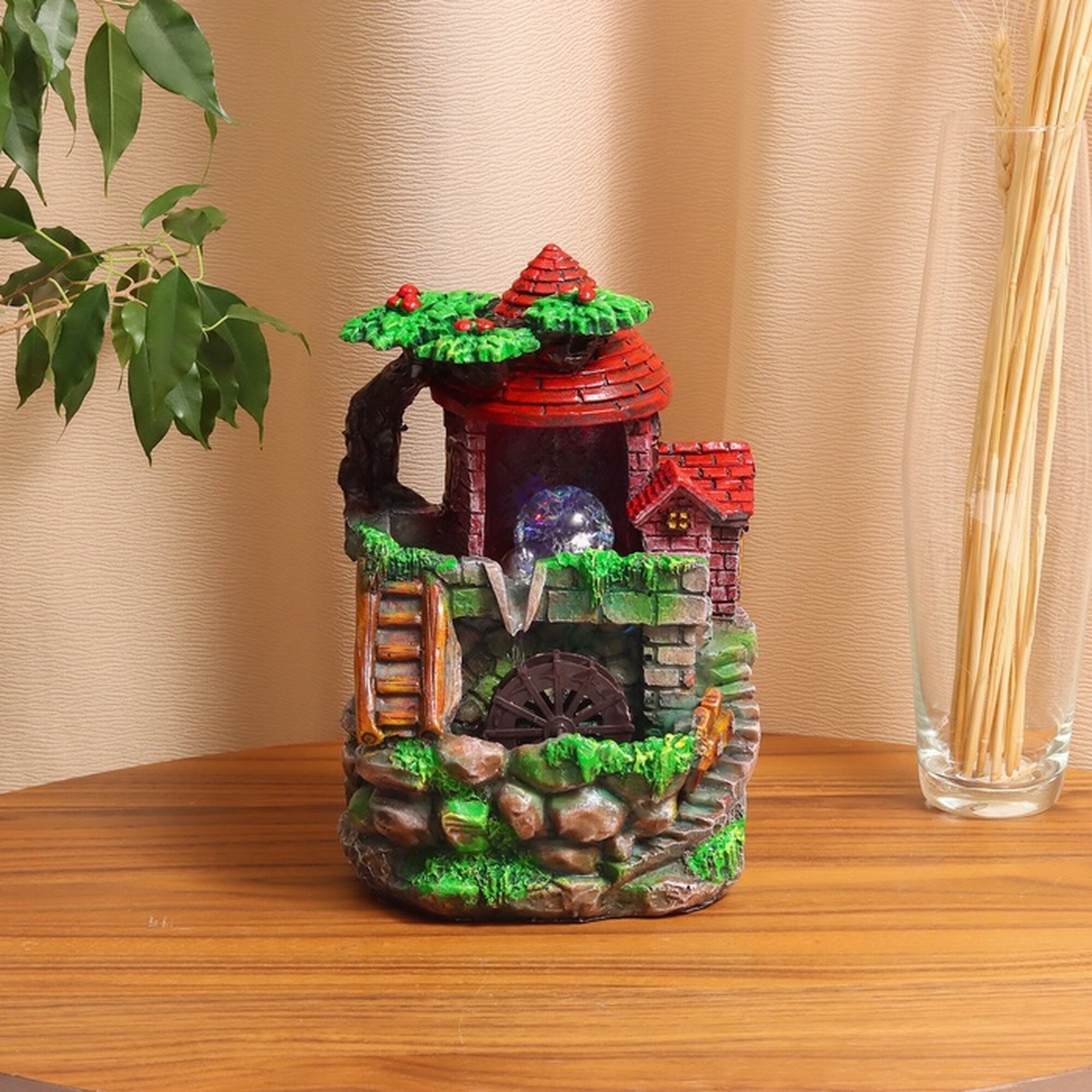 Фонтан настольный «Большой дом с лестницей», 25×15 см, с подсветкой