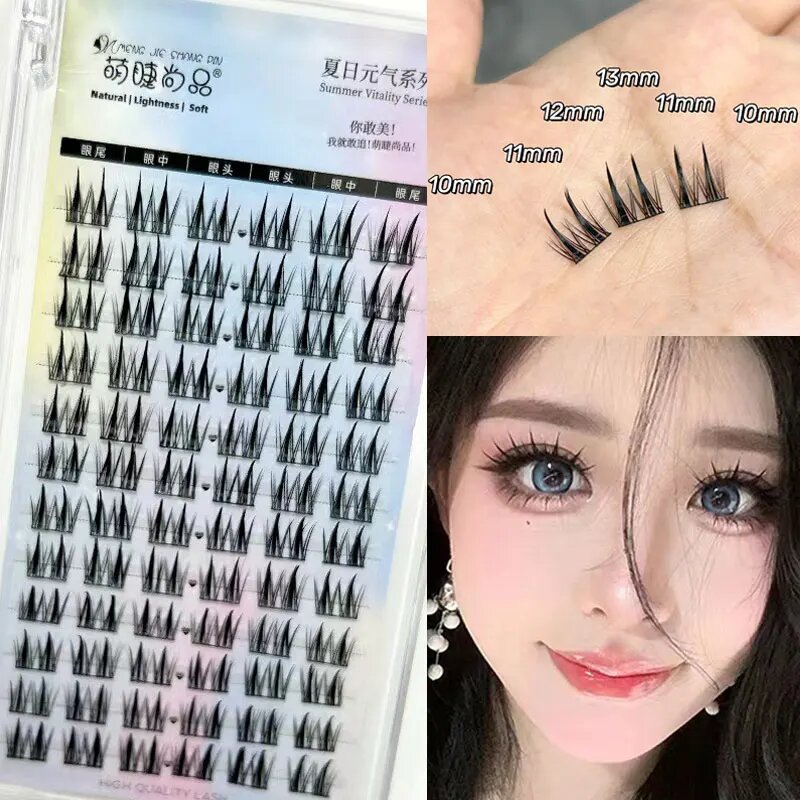 12 рядов накладных ресниц Fox, один кластер, наращивание ресниц, сегментированные ресницы, эффект лисьего глаза, отдельные накладные ресницы