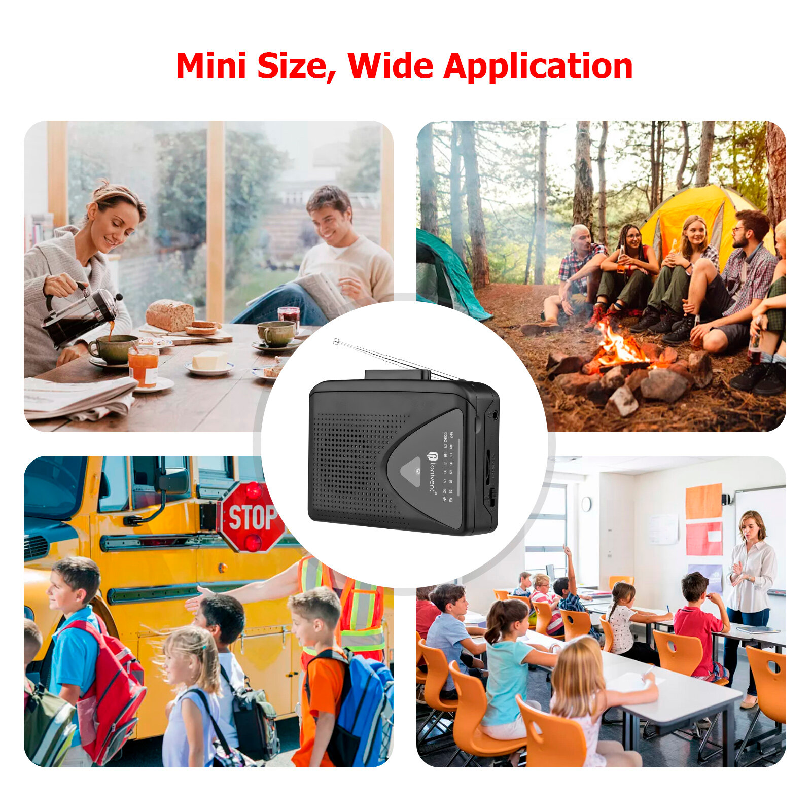 Портативный кассетный плеер с AM/FM-радио, стереофонический мини-плеер с разъемом для наушников 3,5 мм, регулируемой громкостью для дома, школы, путешествий