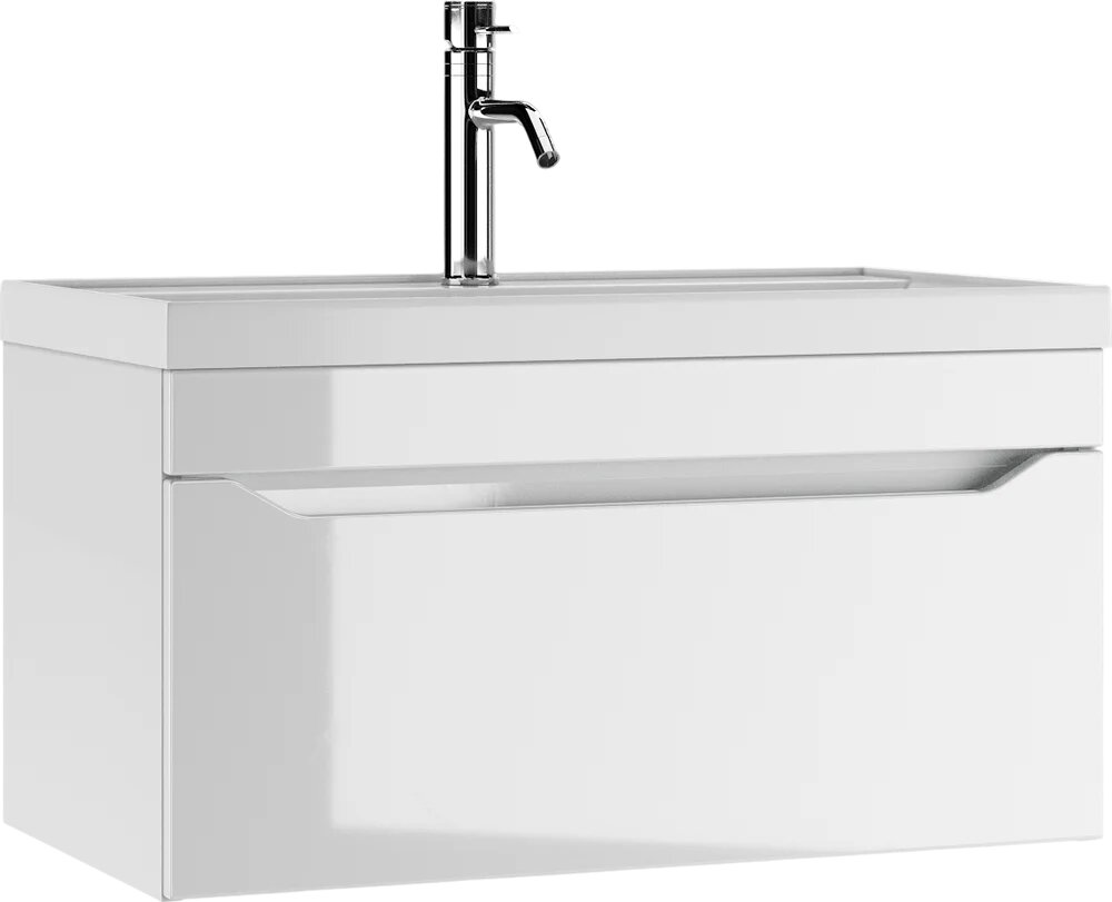 Тумба под раковину без столешницы Айсберг Ева 80 подвесная, 1 ящик, белая