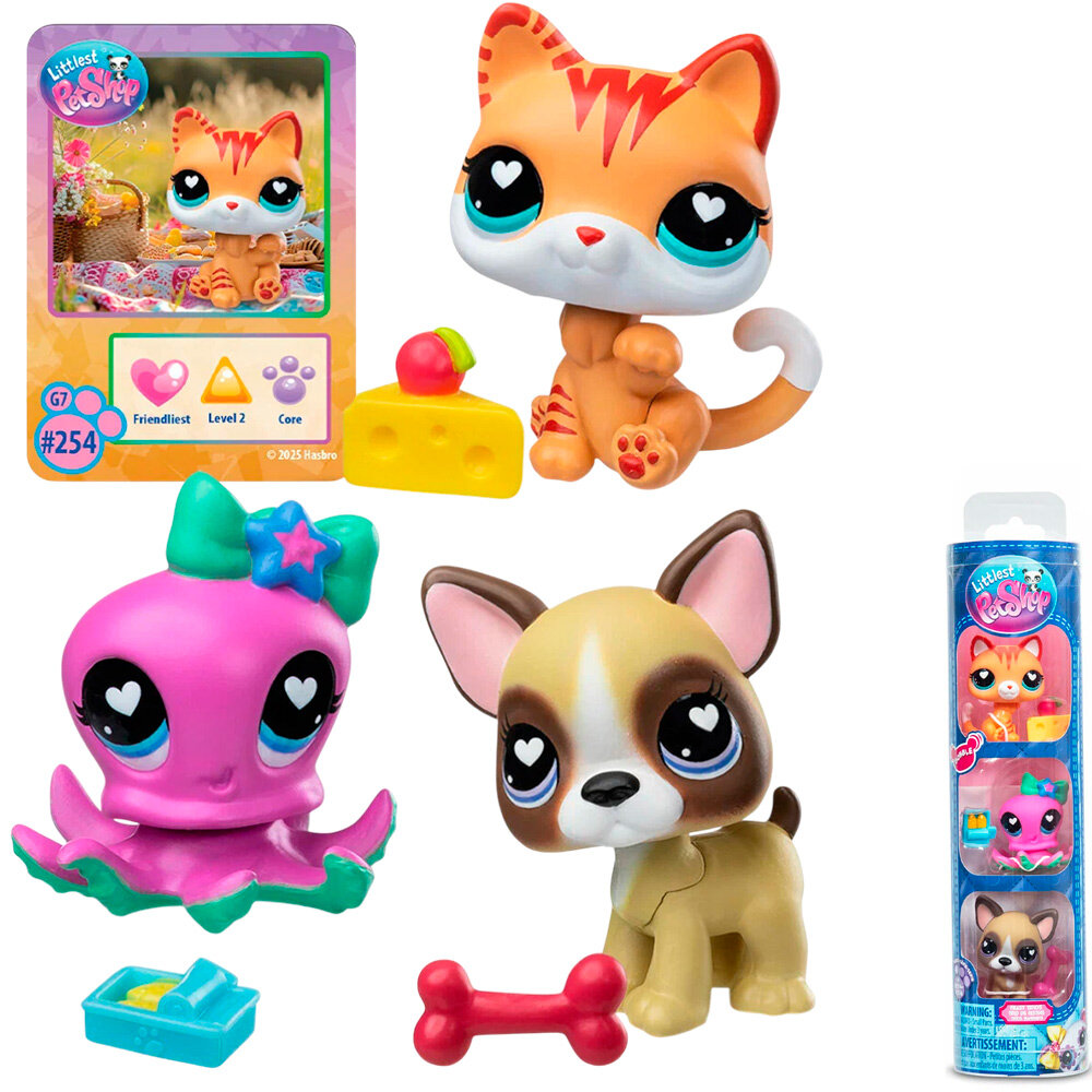 Набор Три друга Веселый пир 3 фигурки: Кошка Осьминог и Французский бульдог 00737_LPS