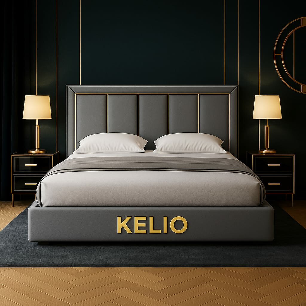 Кровать 160х200 двуспальная с мягким изголовьем, ортопедическим основанием, подъемным механизмом Rima серый