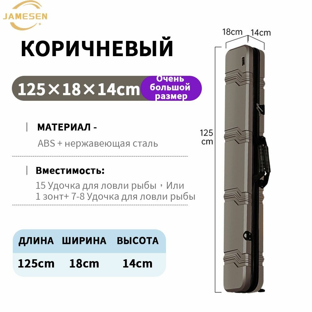 JAMESEN Портативная рыболовная сумка, противоударный чехол для удочки, катушка, сумка, Жесткий чехол для хранения удочек, спиннингов, удилищ 125 x18 x 14 см