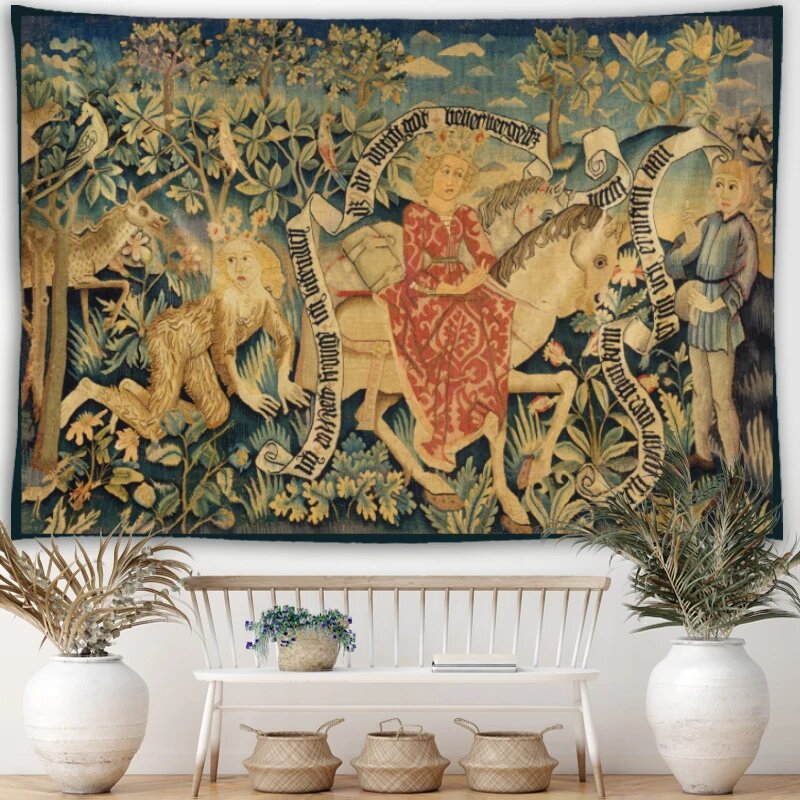 Гобелен "Леди и Единорог", полиэстер 150x100 cm, 01
