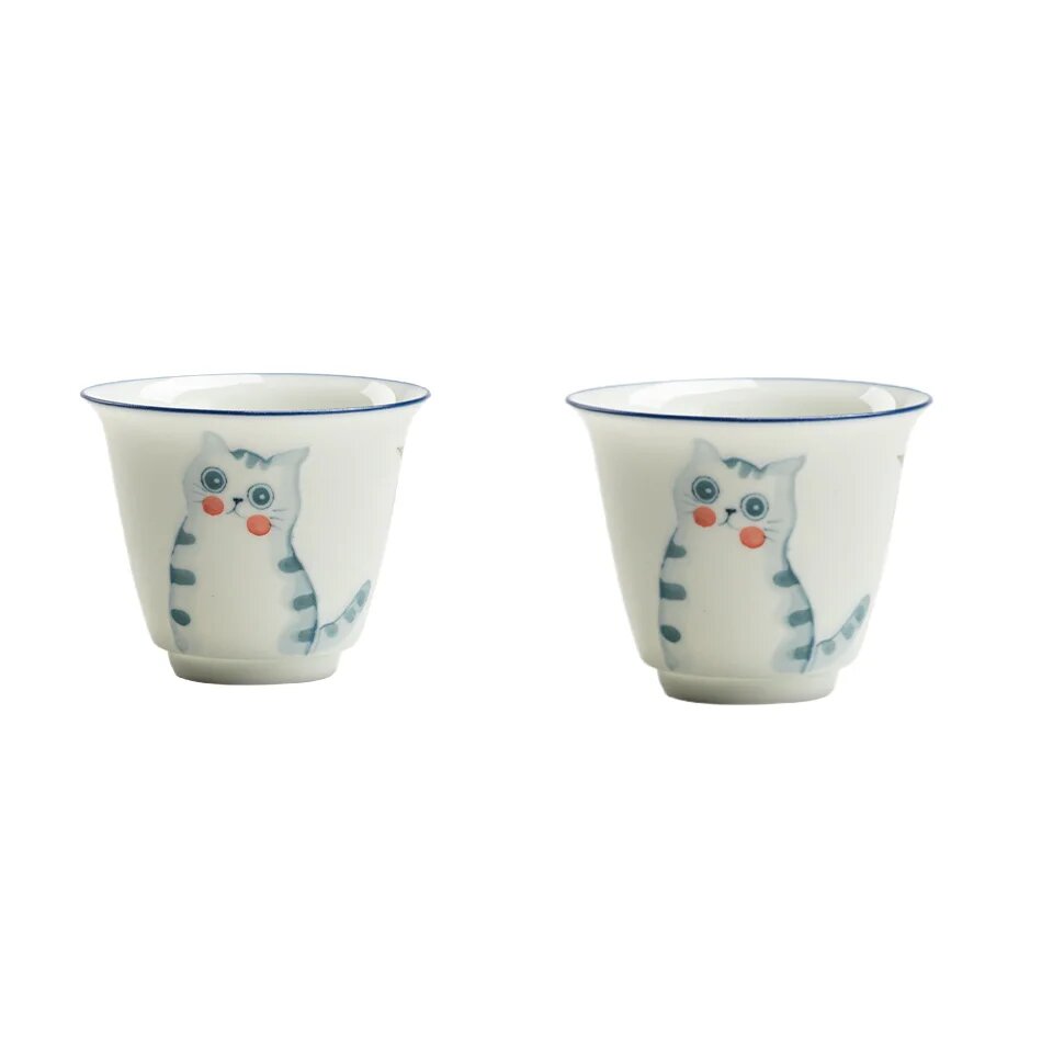 Ручная роспись, чайник с котом, милый мультяшный китайский керамический чайник, чайник, набор для чайной церемонии, чай с молоком, Улун, чайный галстук, тип чайника Гуань Инь