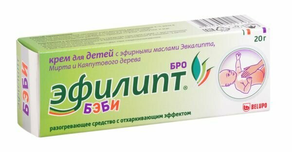 Крем разогревающий с отхаркивающим эффектом для детей Бро Бэби Эфилипт туба 20г