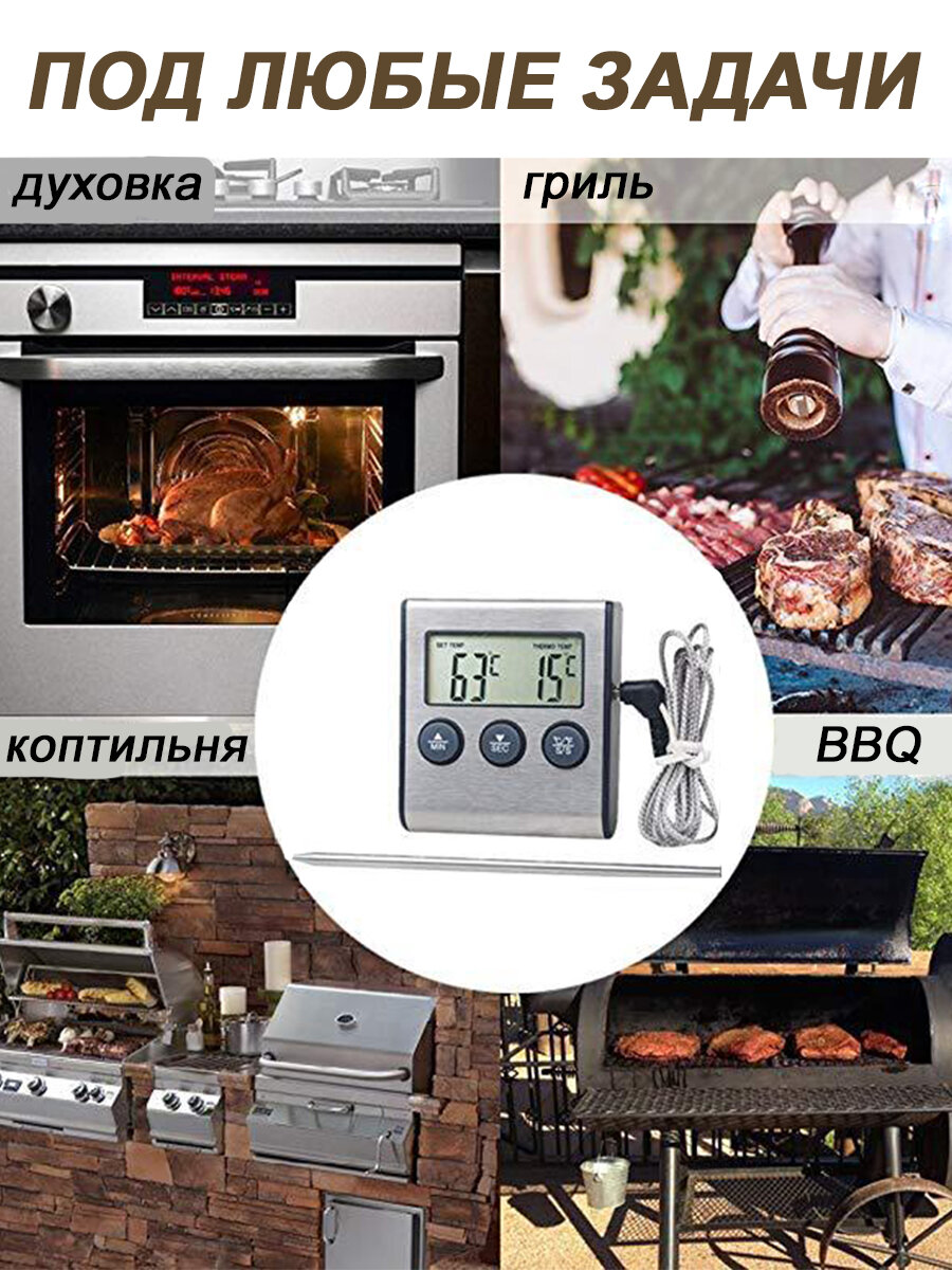 Термометр кулинарный с щупом и таймером