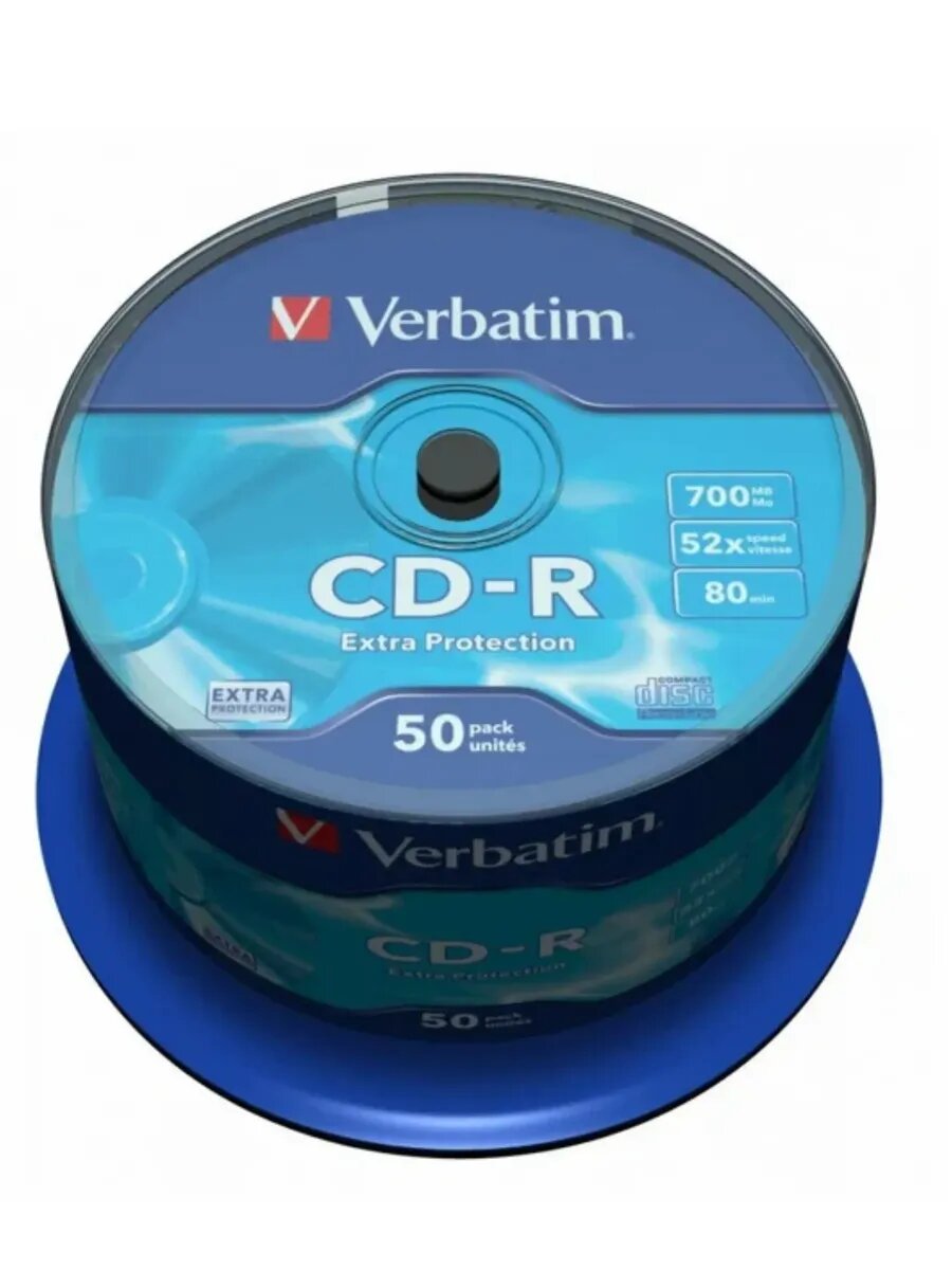 Диски CD-R Verbatim 50 шт. 48/52-x 700Mb, Cake Box