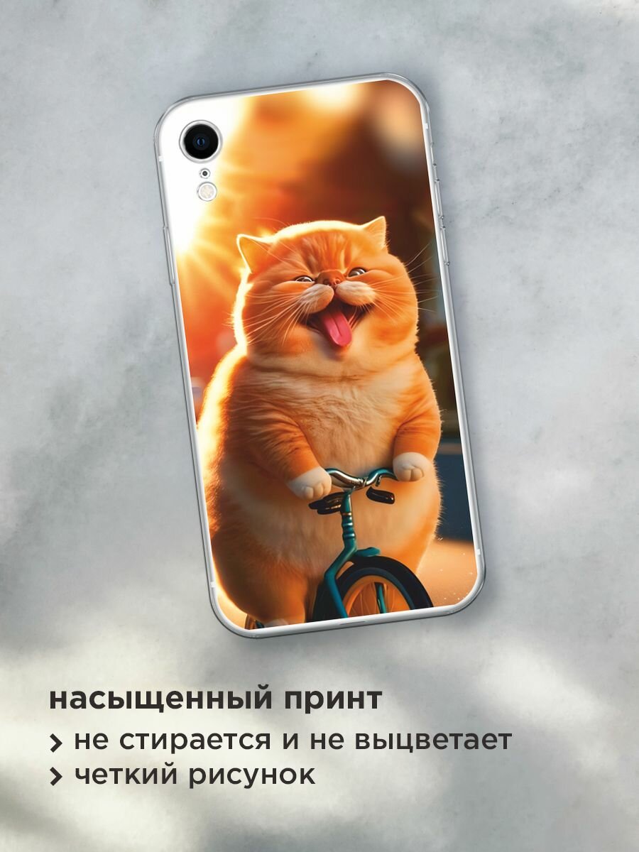 Чехол на Apple iPhone XR / Айфон XR с принтом "Кот на велике" — фото 1