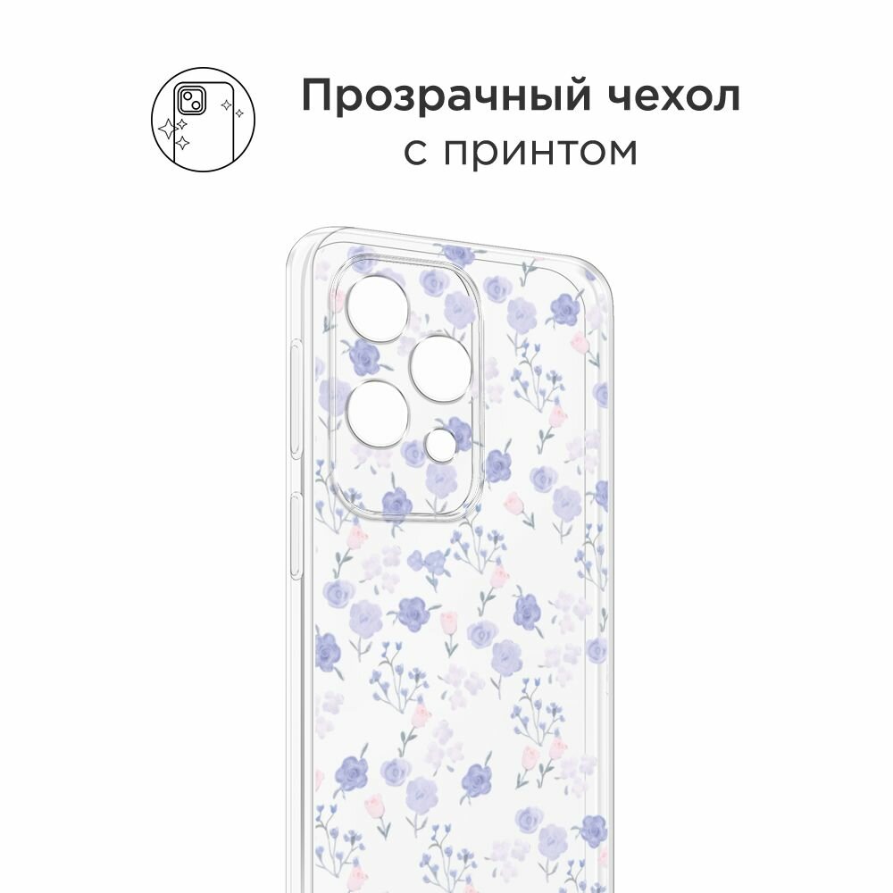 Чехол на Samsung Galaxy Note 9 / Самсунг Галакси Нот 9 с принтом "Сиреневые розы паттерн", прозрачный — фото 1