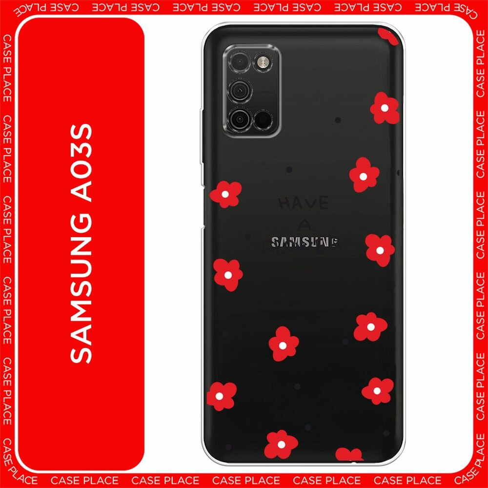Чехол на Samsung Galaxy A03S / Самсунг Галакси A03S с принтом "Have a flower day 2", прозрачный