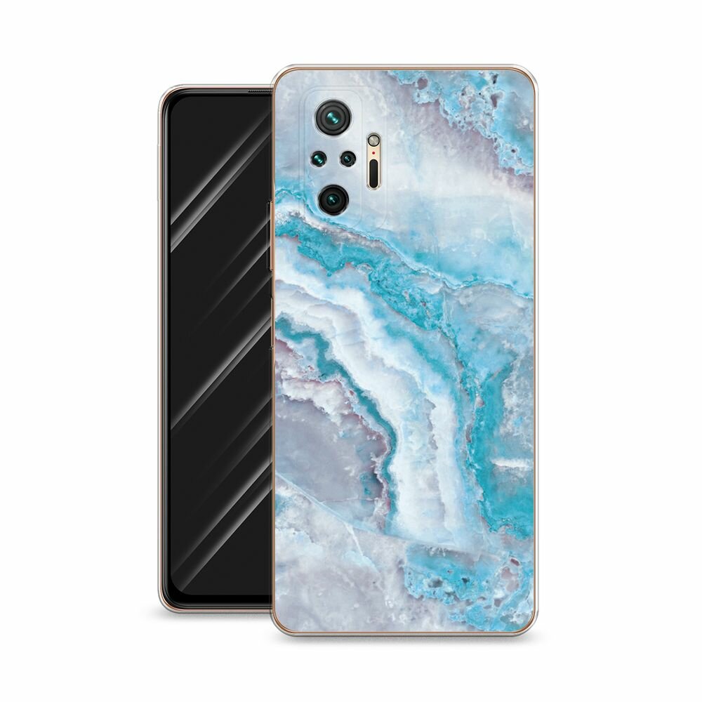 Чехол на Xiaomi Redmi Note 10 Pro / Сяоми Редми Нот 10 Pro с принтом "Нежно-голубой мрамор" — фото 1