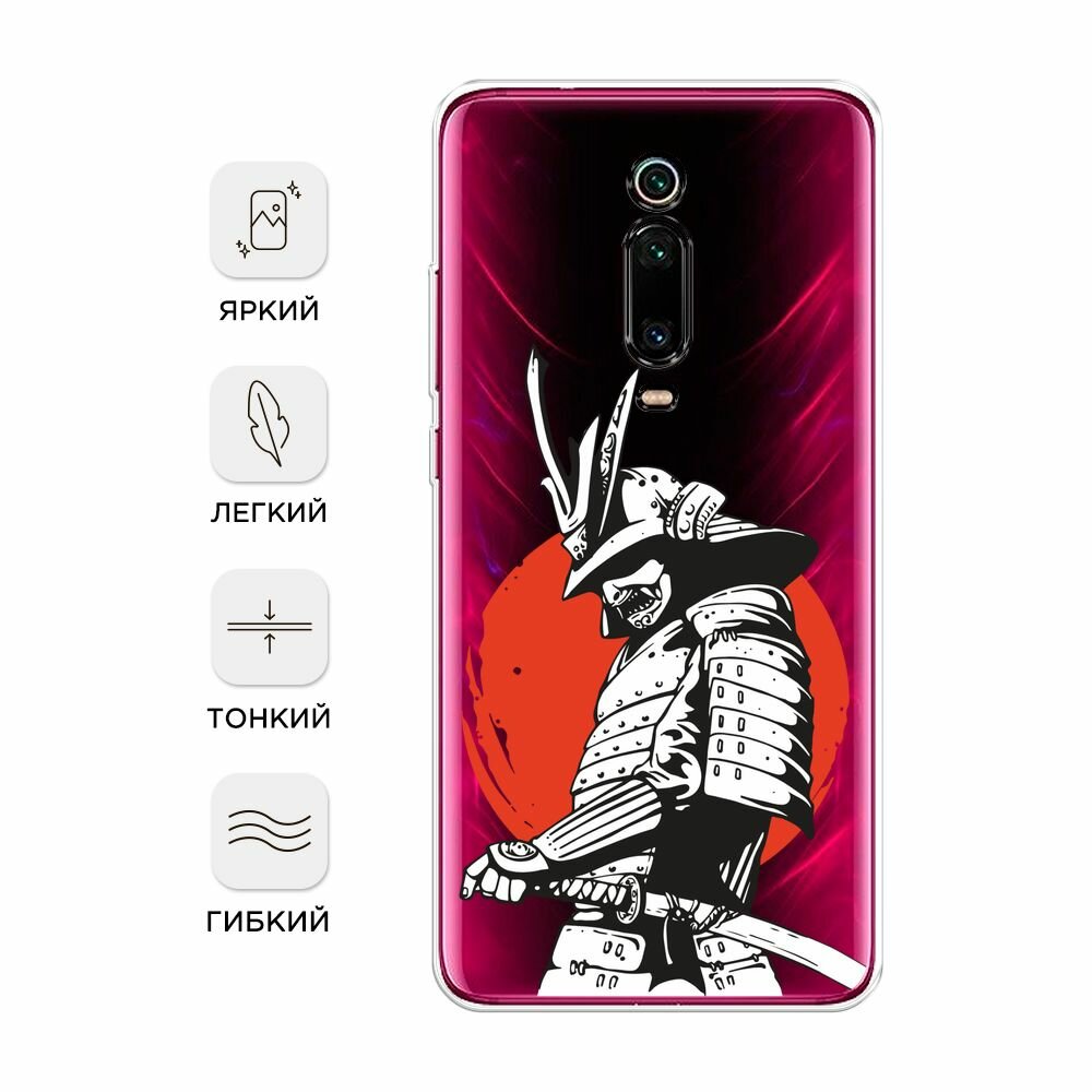 Чехол на Xiaomi Redmi K20/K20 Pro/Mi 9T/9T Pro / Сяоми Редми К20/K20 Pro/Mi 9T с принтом "Самурай с катаной", прозрачный — фото 1