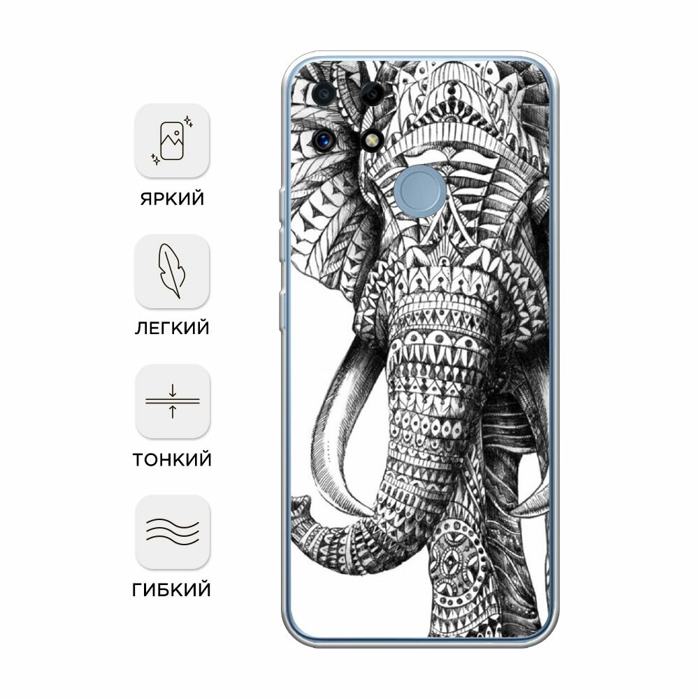 Силиконовый чехол на Realme C25/C25s / Реалми С25/C25s с принтом слон — фото 1