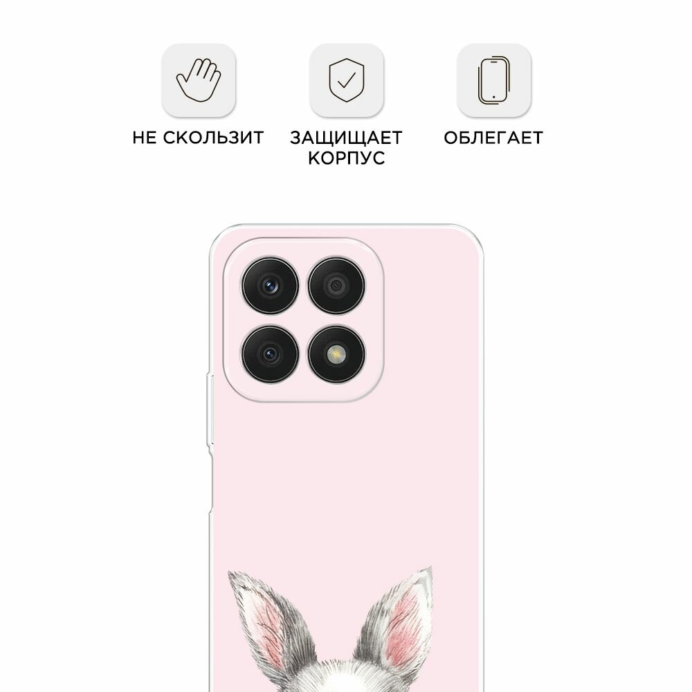 Чехол на Honor X8A / Хонор X8A с принтом "Карандашный кролик 1 - 8 марта" — фото 1