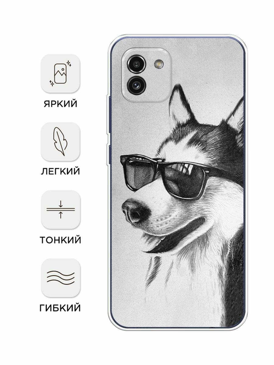 Чехол на Samsung Galaxy A03 / Самсунг Галакси А03 с принтом "Крутой Хаске" — фото 1