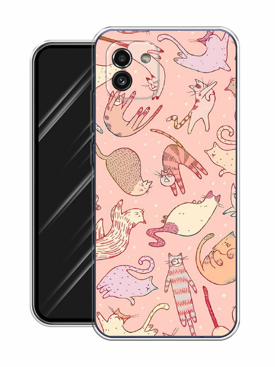 Чехол на Samsung Galaxy A03 / Самсунг Галакси А03 с принтом "Розовое счастье" — фото 1