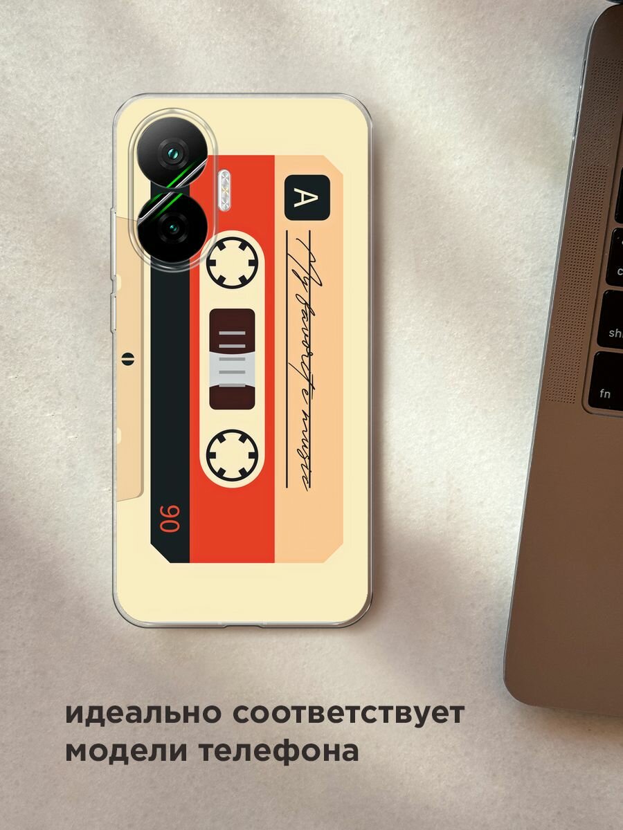 Силиконовый чехол на Poco F7 / Поко F7 с принтом "Бежевая кассета" — фото 1
