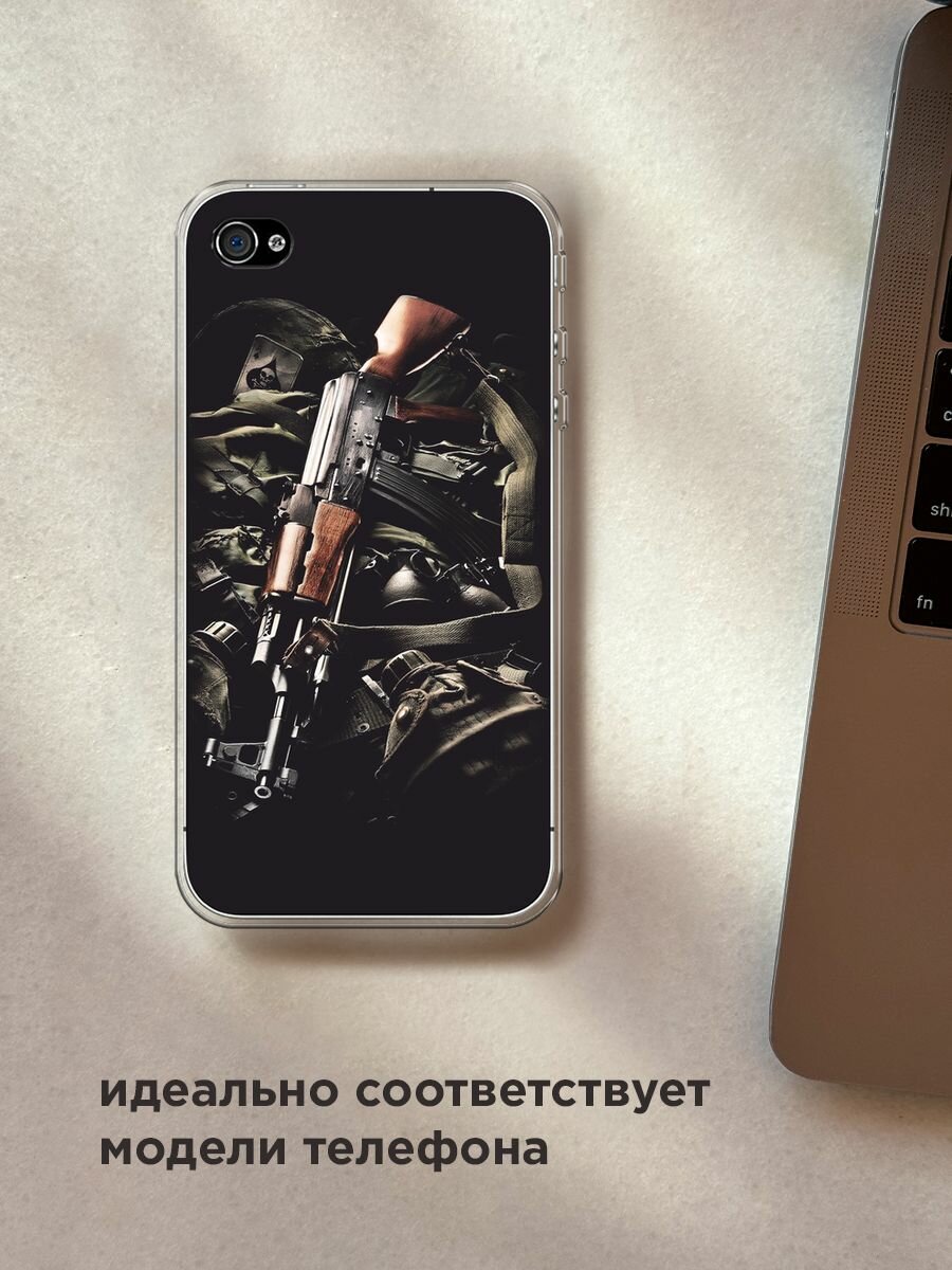 Силиконовый чехол на Apple iPhone 4/4S / Айфон 4/4S с принтом "Автомат" — фото 1
