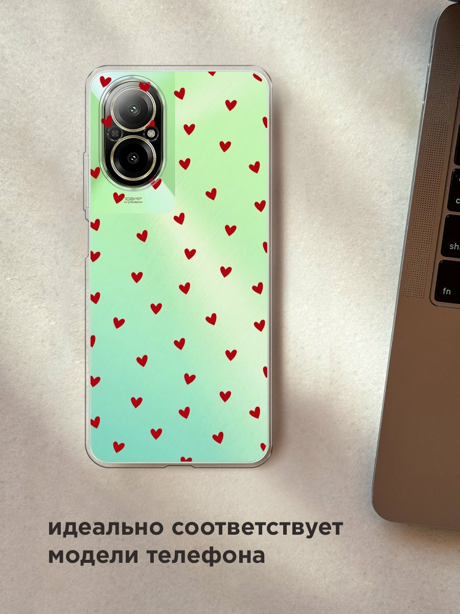 Чехол на Realme C67 4G / Реалми C67 4G с принтом "Red hearts", прозрачный — фото 1