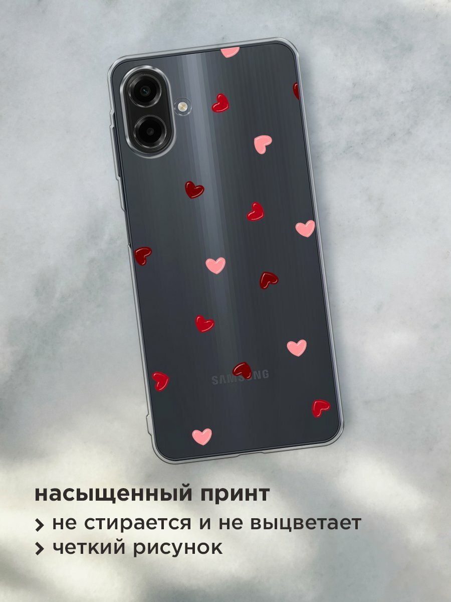 Чехол на Samsung Galaxy A07 / Самсунг А07 с принтом "Бордовые сердечки 2" — фото 1