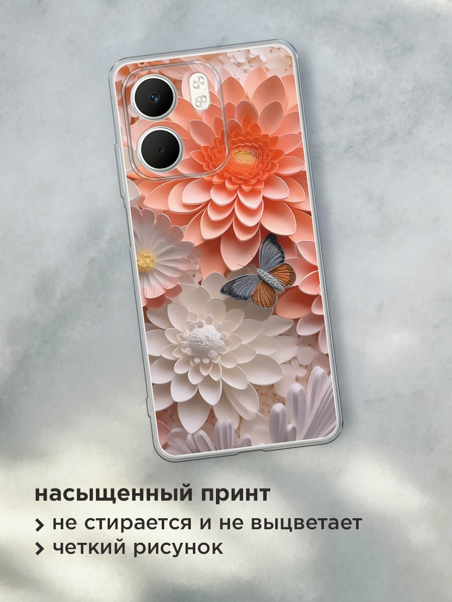 Силиконовый чехол на Oppo A5x / Оппо А5x с принтом "Бумажные цветы" — фото 1