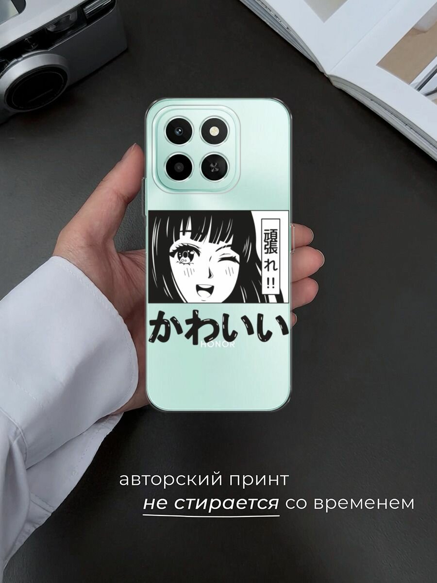 Чехол на Honor X6c / Хонор X6c с принтом "Cute anime girl", прозрачный — фото 1