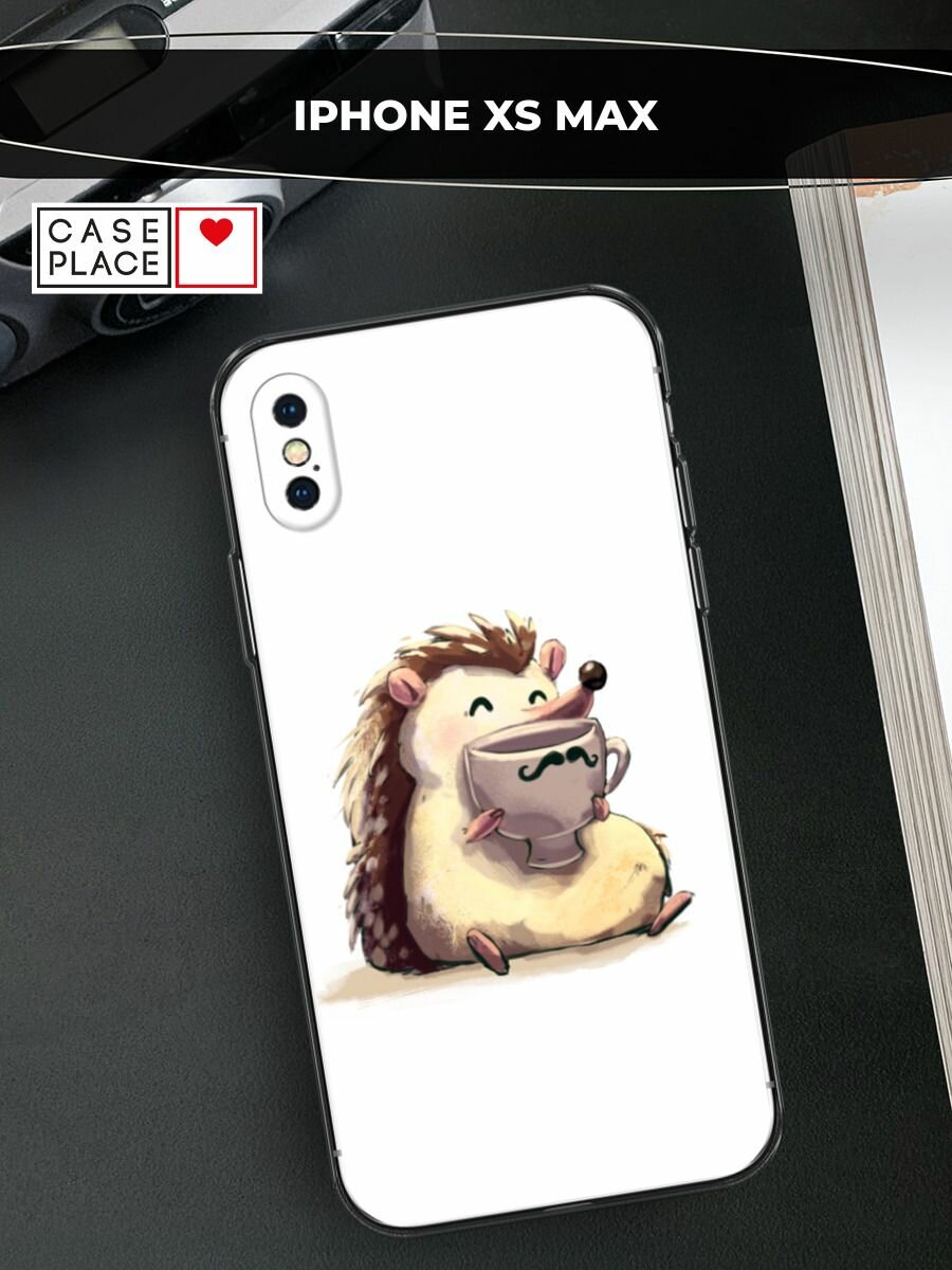 Чехол на Apple iPhone XS Max / Айфон XS Max с принтом "Еж кофеман"