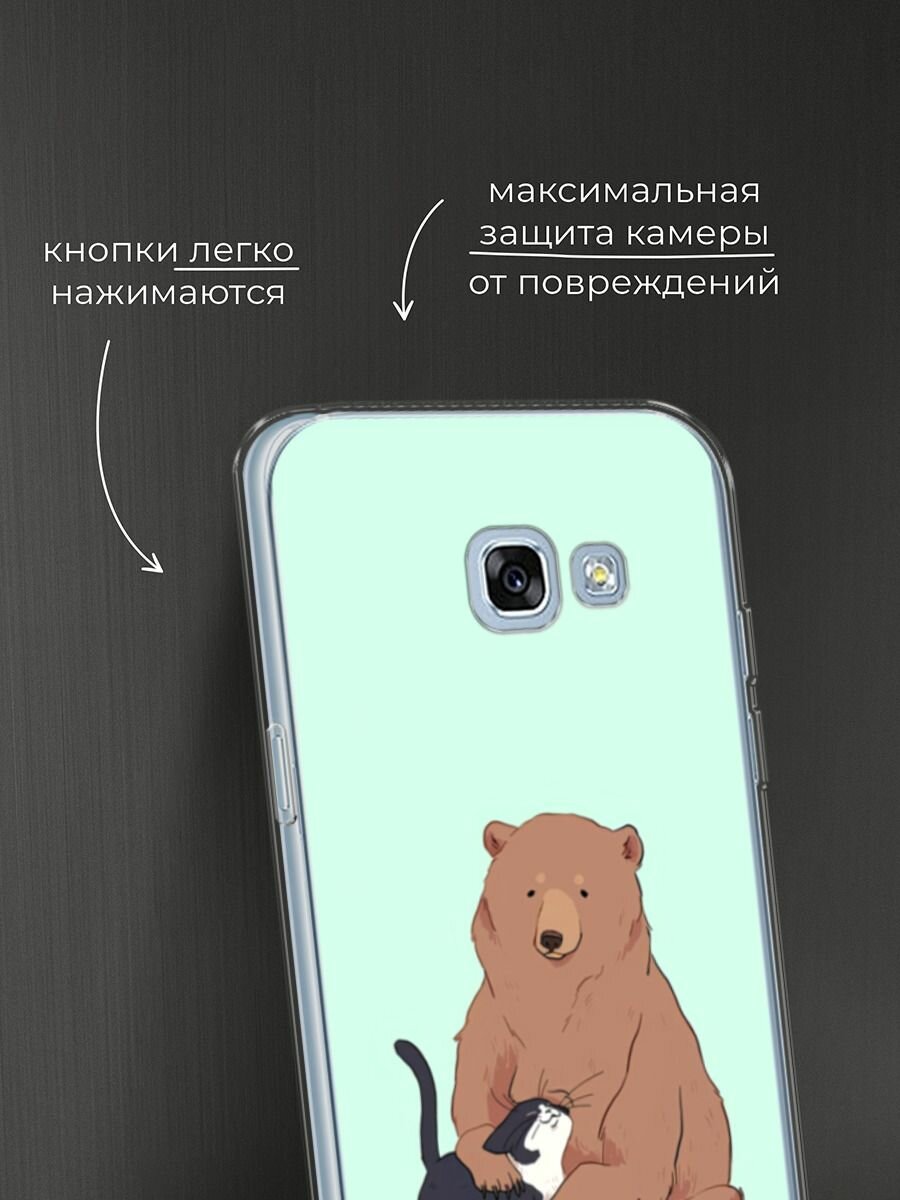 Чехол на Samsung Galaxy A5 2017 / Самсунг Галакси А5 2017 с принтом "Медведь и кошка дружба" — фото 1