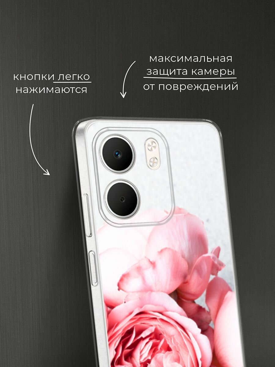 Силиконовый чехол на Oppo A5x / Оппо А5x с принтом "Пионы на белом" — фото 1