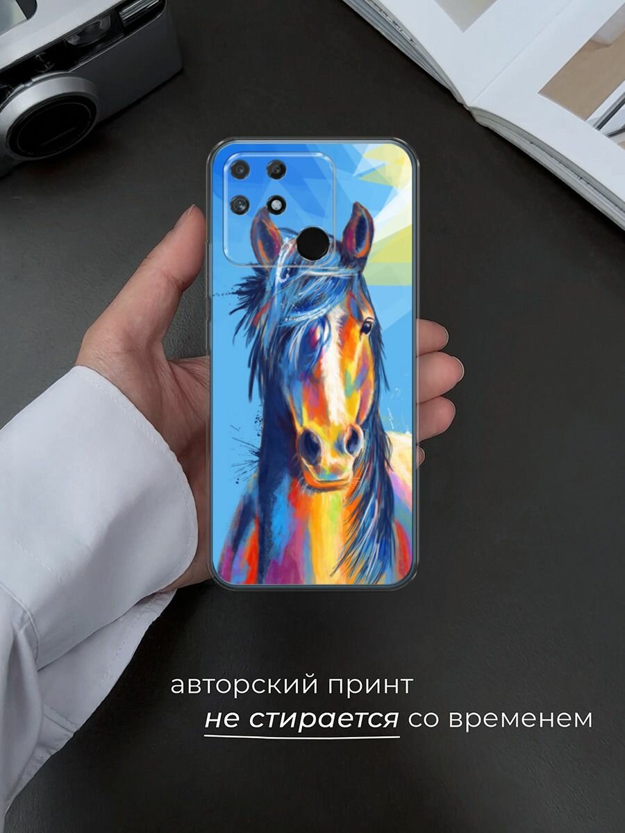 Чехол на Realme Narzo 50A / Реалми Нарзо 50A с принтом "Лошадь арт 3" — фото 1