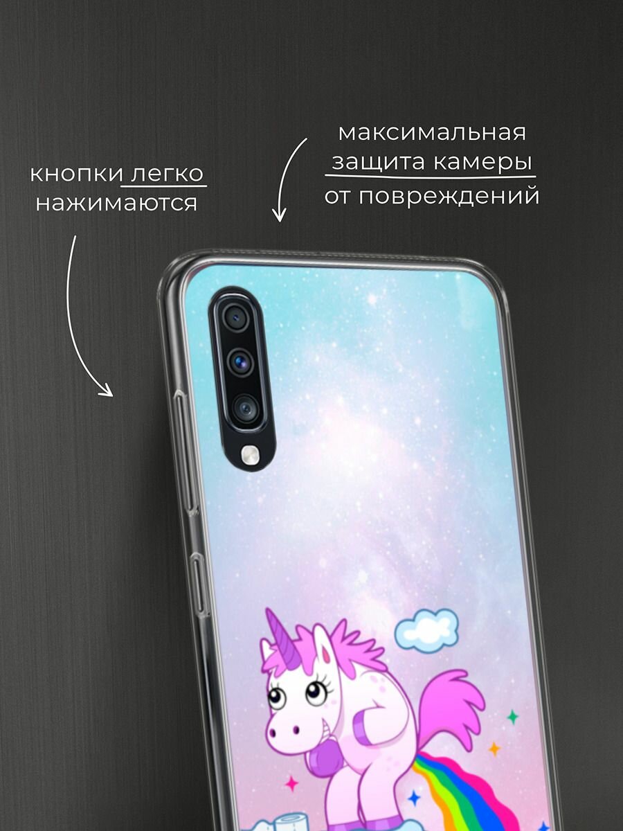 Чехол на Samsung Galaxy A70 / Самсунг Галакси А70 с принтом "Единорог какает" — фото 1