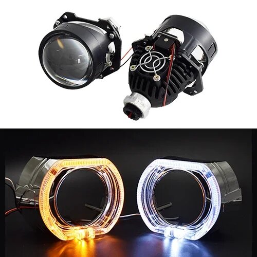 Ronan 40 Вт 2,5 'Bi светодиодный объектив для гнезда H1 H4 H7 9005/9006 Автомобильная фара модернизация полный комплект со светодиодный Ной оболочкой белый желтый 6000К, With Mask-BM-WY