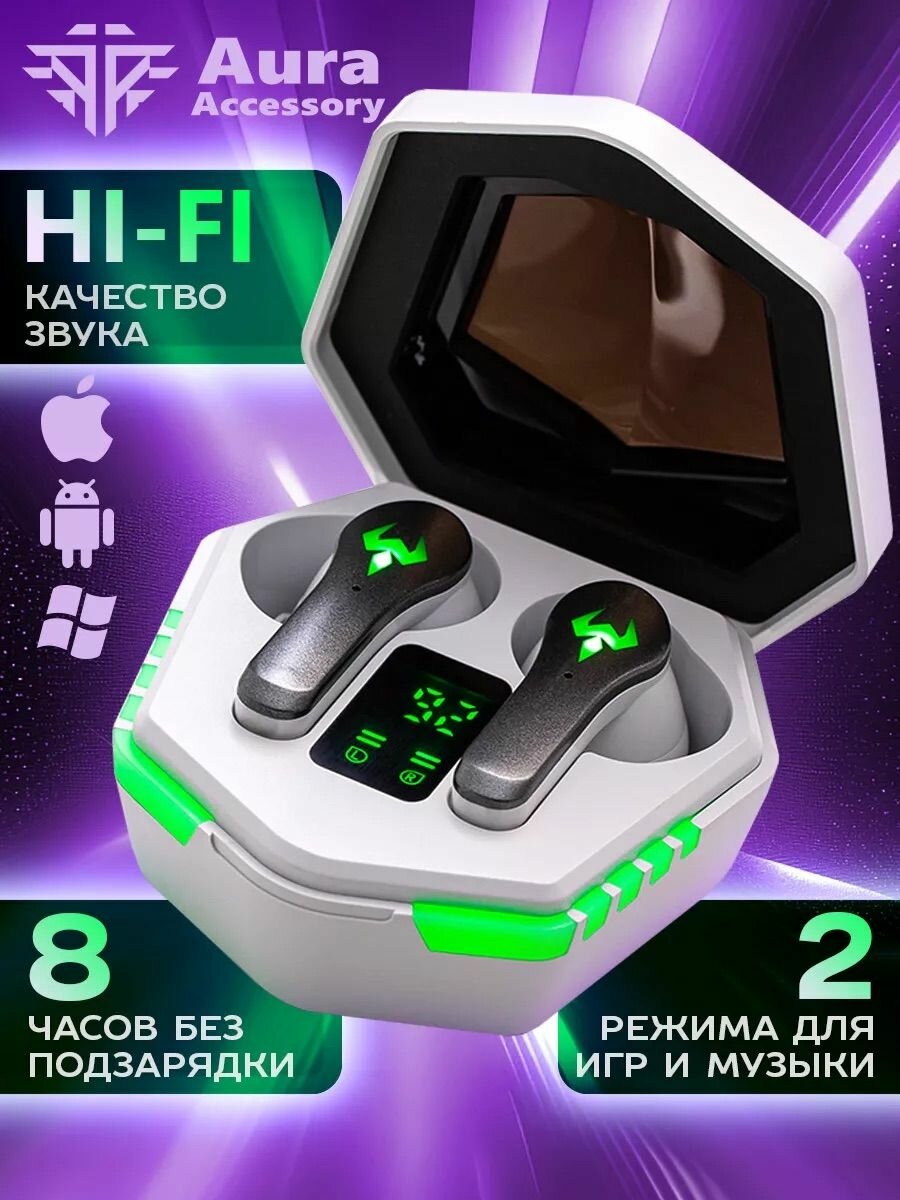 Наушники беспроводные TWS N35 для телефона с микрофоном Bluetooth с подсветкой, с зарядным кейсом, гарнитура