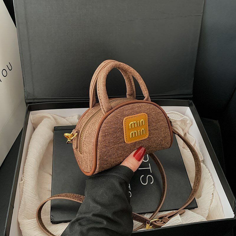 Детская сумка через плечо из денима пу с ракушкой на верхнем ручке для повседневной школы коричневый