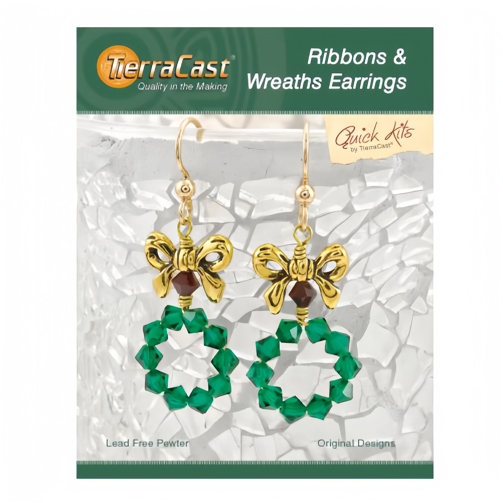 Набор для сборки украшения, 50мм, TierraCast, серьги Ribbons & Wreath, со Swarovski, позолоченные, 1 шт.