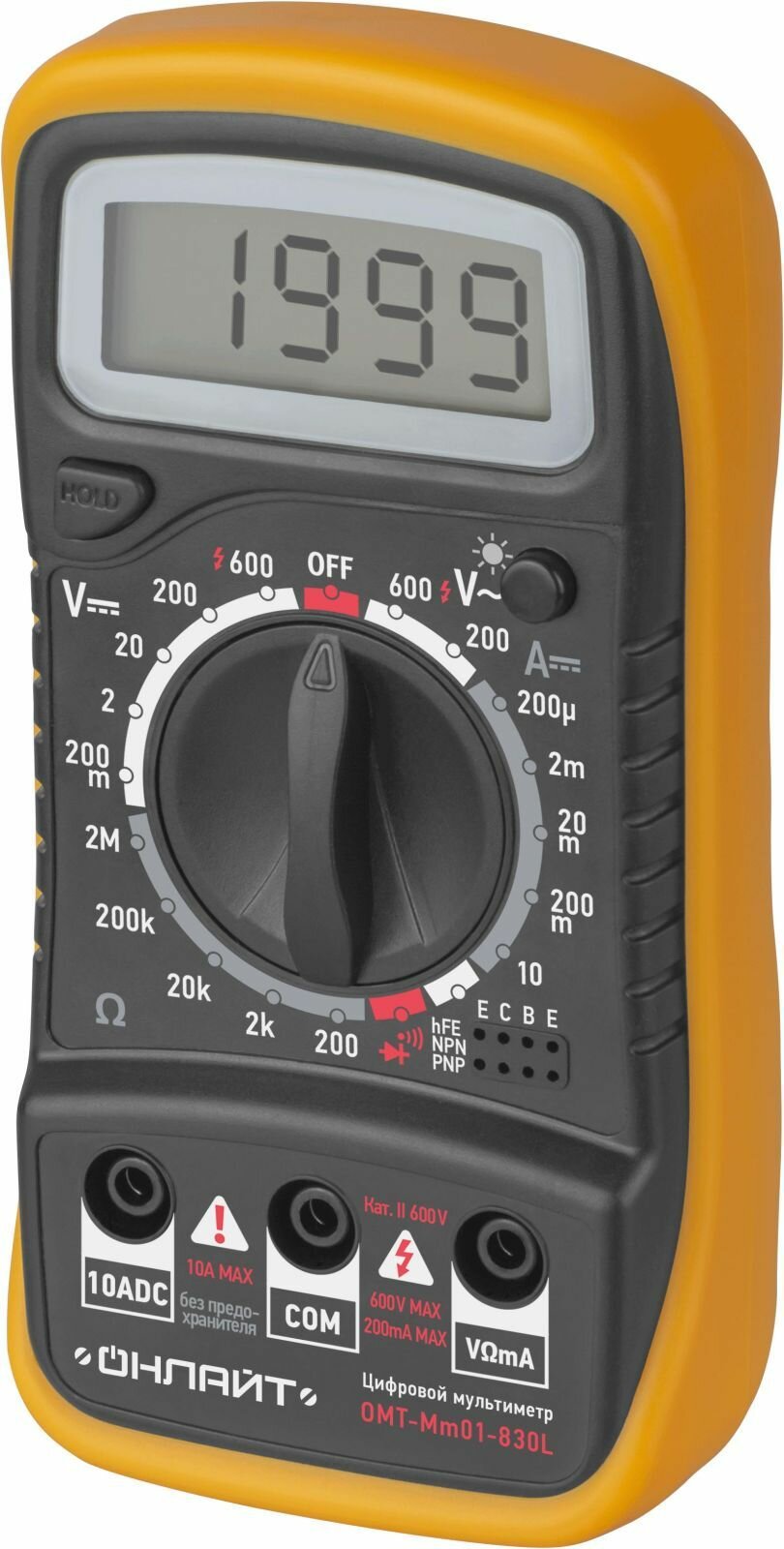 Мультиметр цифровой онлайт 90 080 ОMT-Mm-01-830L, 1х9B, 0.2-600 В