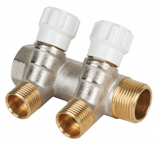 Коллектор MVI 3/4' x 2 выхода 1/2' НР с вентилями