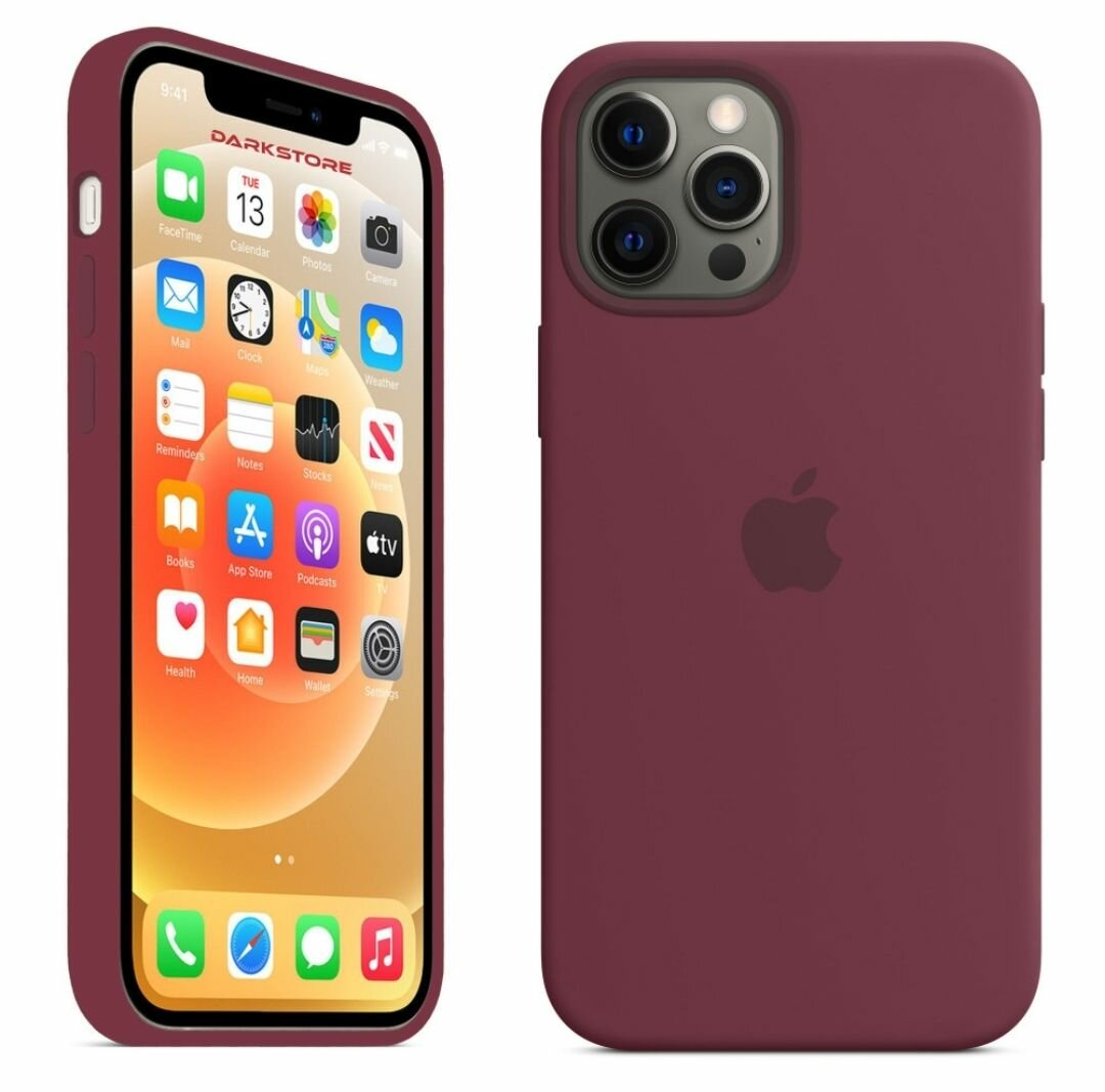 IPhone 12 Pro Max бордовый чехол Silicone case для эпл айфон 12 про макс замша, противоударный утолщённый
