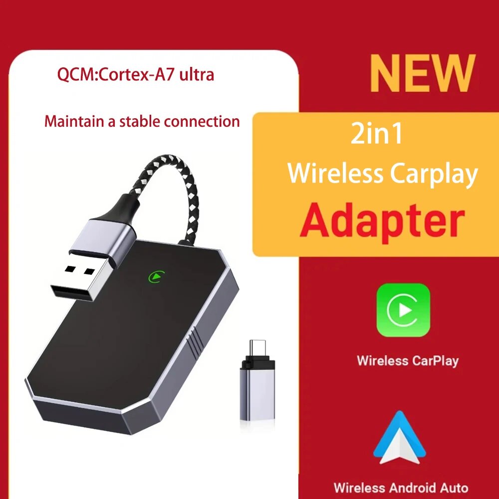Беспроводной адаптер 2в1 Carplay для iPhone android auto Apple Wireless Carplay Mini USB Ai Box Carplay для Toyota Volvo Hyundai C