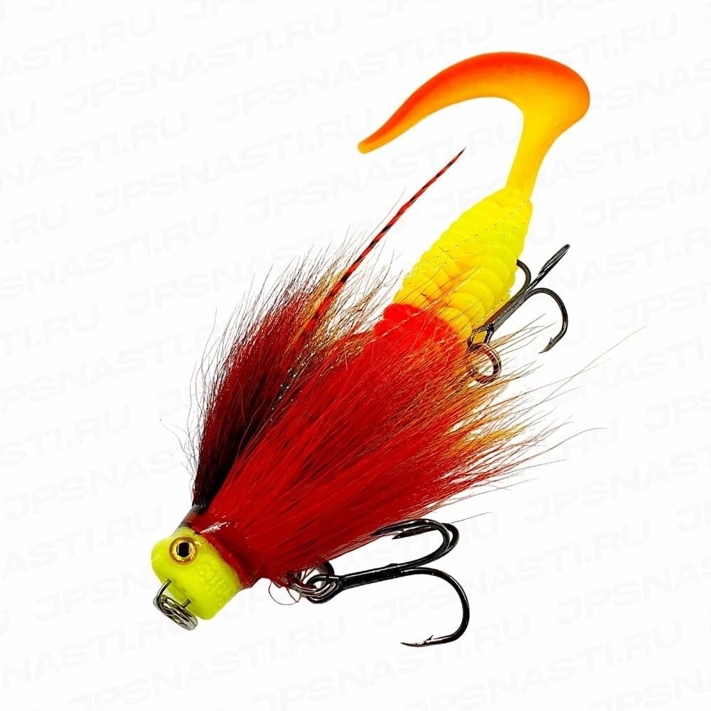 Бактейл оснащенный Boroda Baits Bearded Mouse Mini, #302 - Fire Tiger / Приманки для ловли щуки и судака