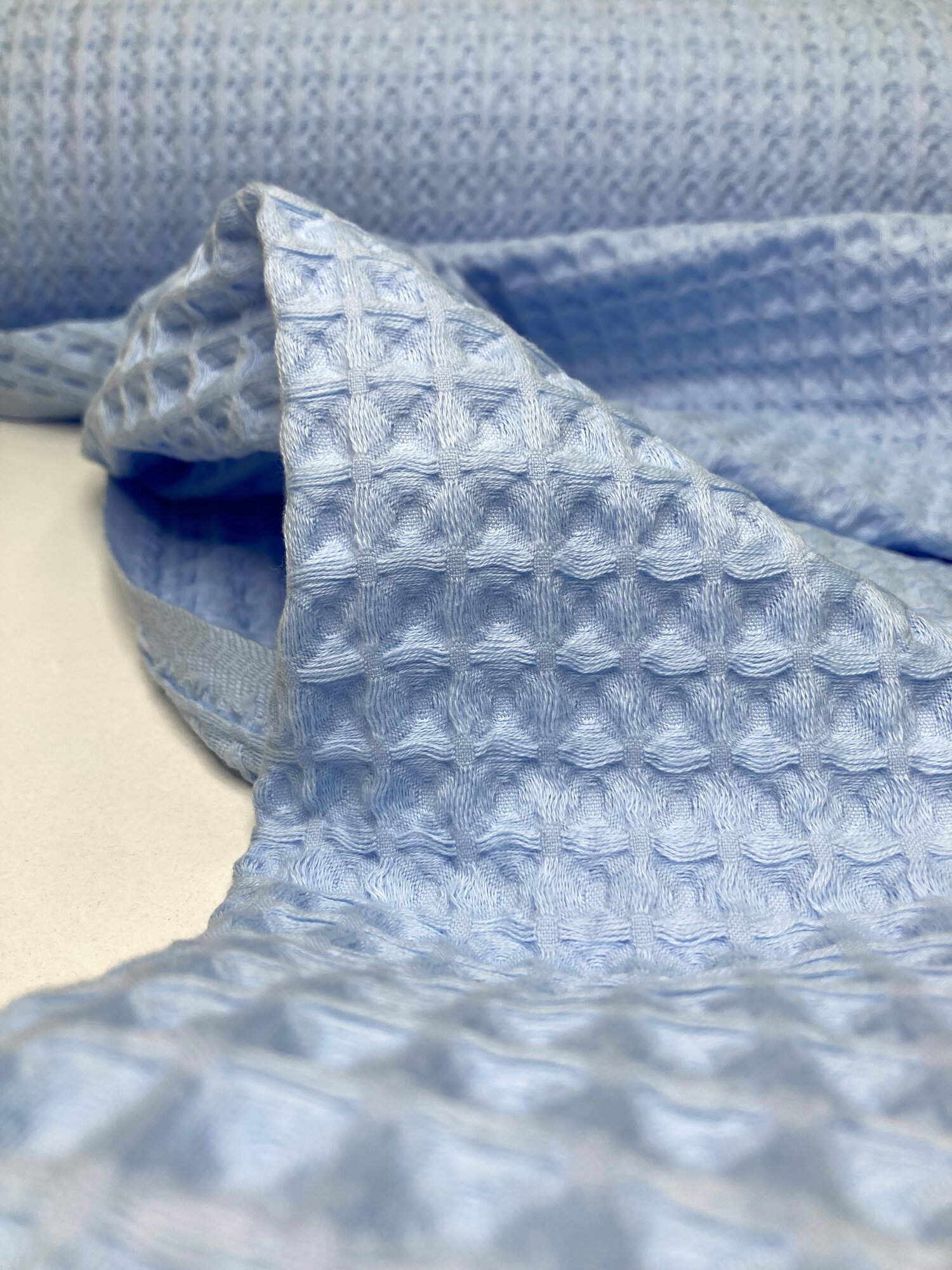 Вафельное полотно в цвете Голубой детский, ширина 150 см, плотность 240 гр, отрез 3м