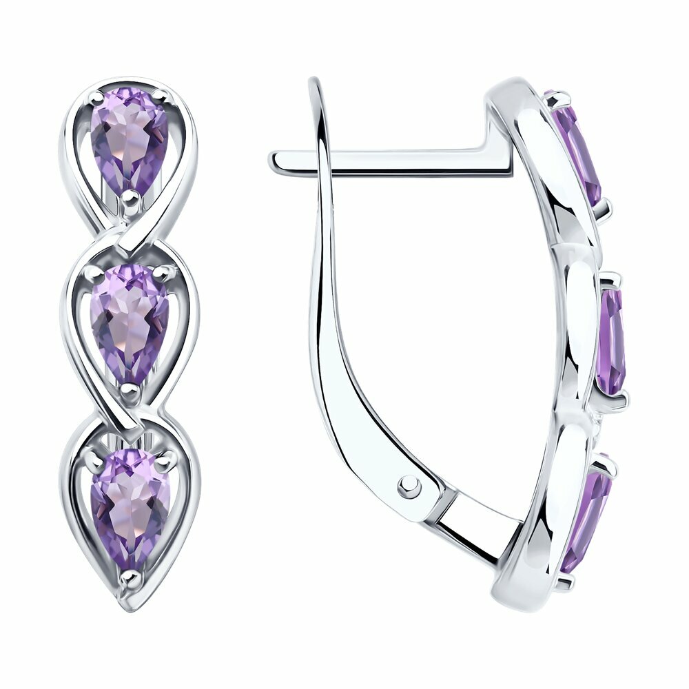 Серьги, серебро, 925 проба, родирование