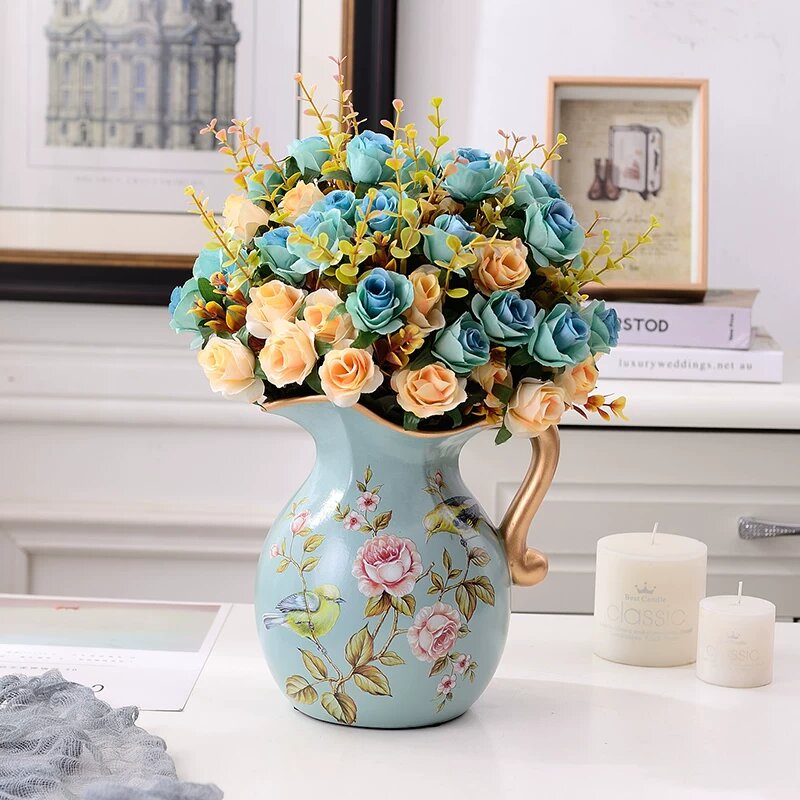 Керамические вазы для тумбы под телевизор, декор для гостиной, композиции из сухоцветов, скандинавские украшения для