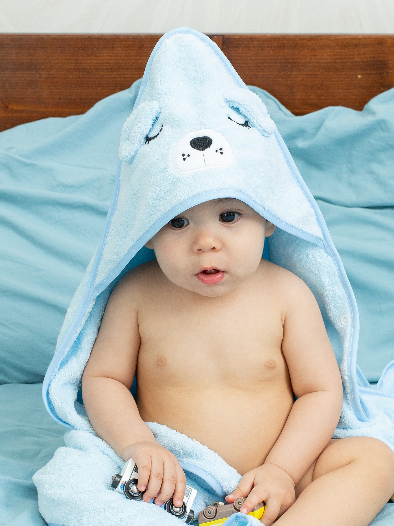 Полотенце-уголок Towel Shop "Голубая собачка", детское, 80x80 см, микрофибра, 1 шт