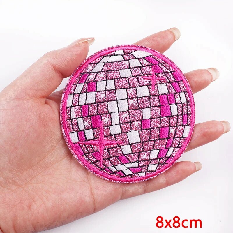 Термоаппликация диско-шар, 8x8 см, розовый, PE10295CT