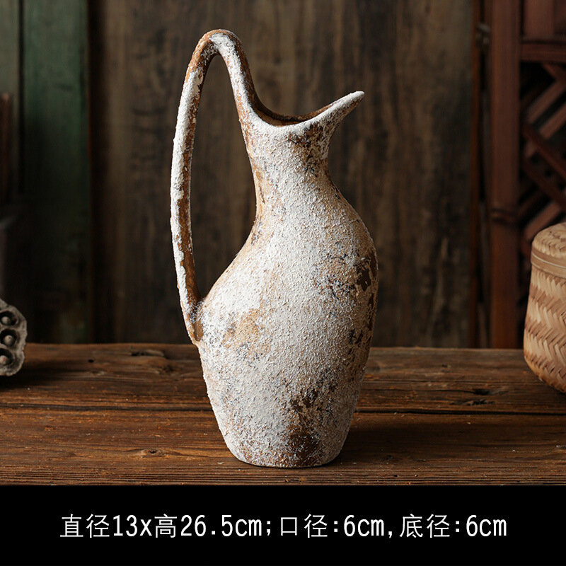 Ретро-вазы в новом китайском стиле, декоративные керамические украшения в деревенском стиле для прихожей, прикроватной тумбочки, тумбы под телевизор, для цветочных композиций, керамическая ваза для дома.
