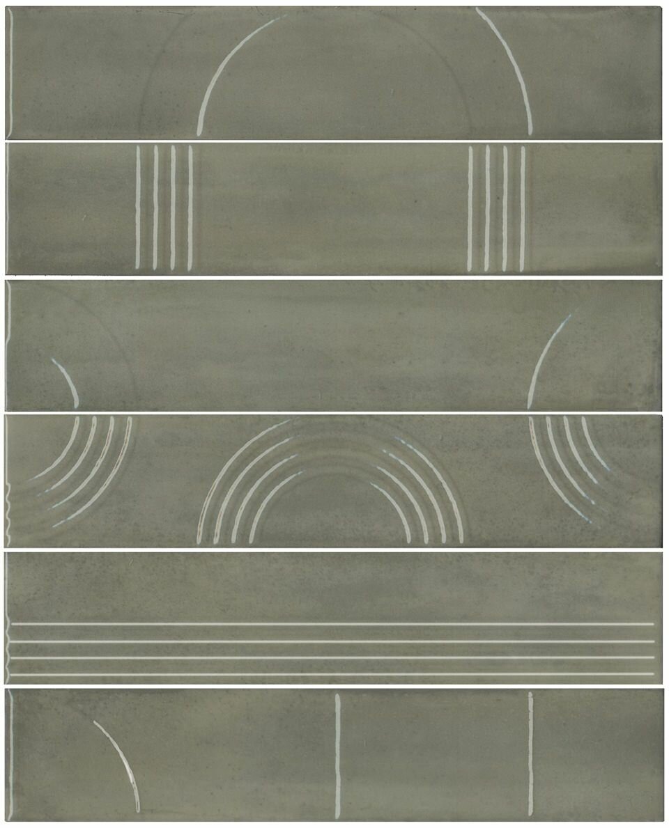 KERAMA MARAZZI Плитка Мажорель зелёный из 6 частей глянц 36x28,5 10 мм арт. KMP3STA003RN6X (цена за 1 шт)