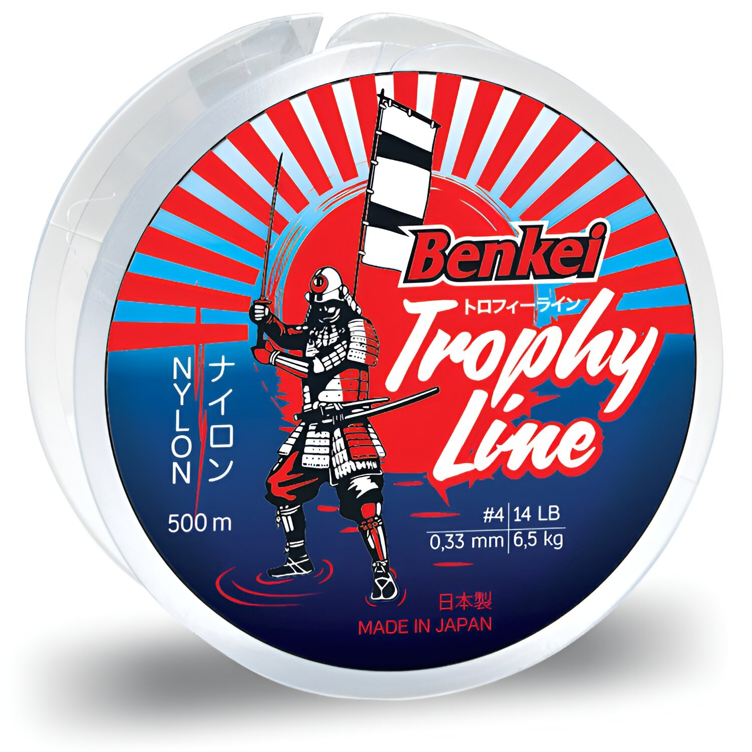 Леска Benkei "Trophy Line" 500 m, #4 (0,33mm), 8,6 kg, желтый fluo