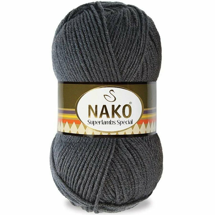 Пряжа Nako SUPERLAMBS SPECIAL 1937 т. серый (5 мотков)